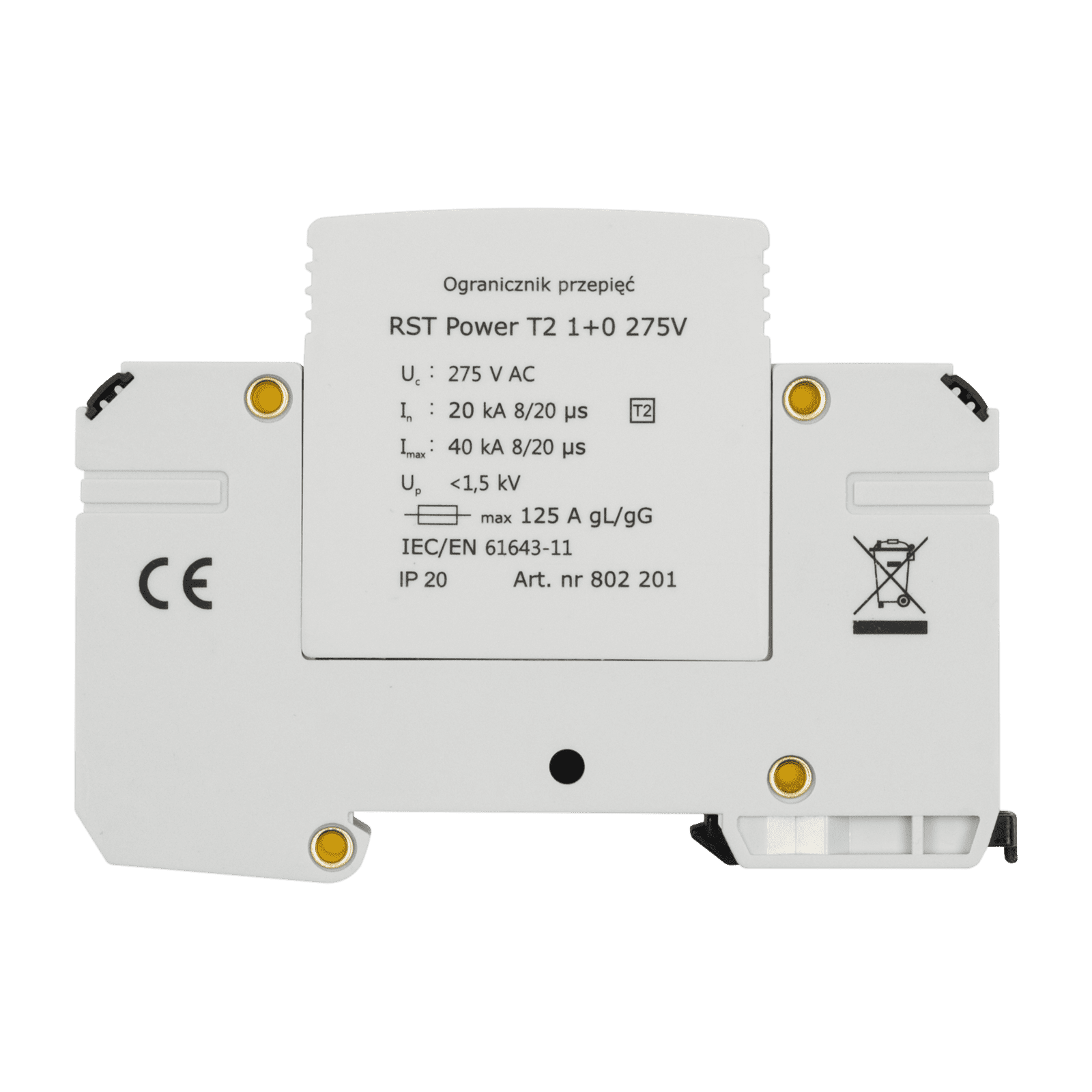Ogranicznik przepięć RST Power T2 1 + 0 275V | do sieci jednofazowych ...