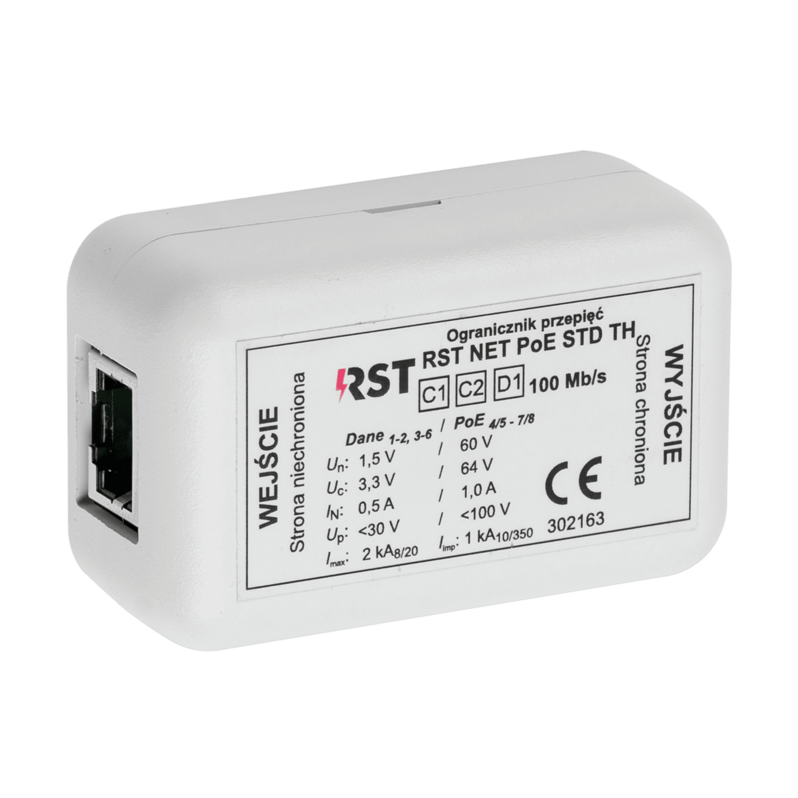 Ogranicznik przepięć RST NET PoE STD TH | do ochrony systemów telewizji ...