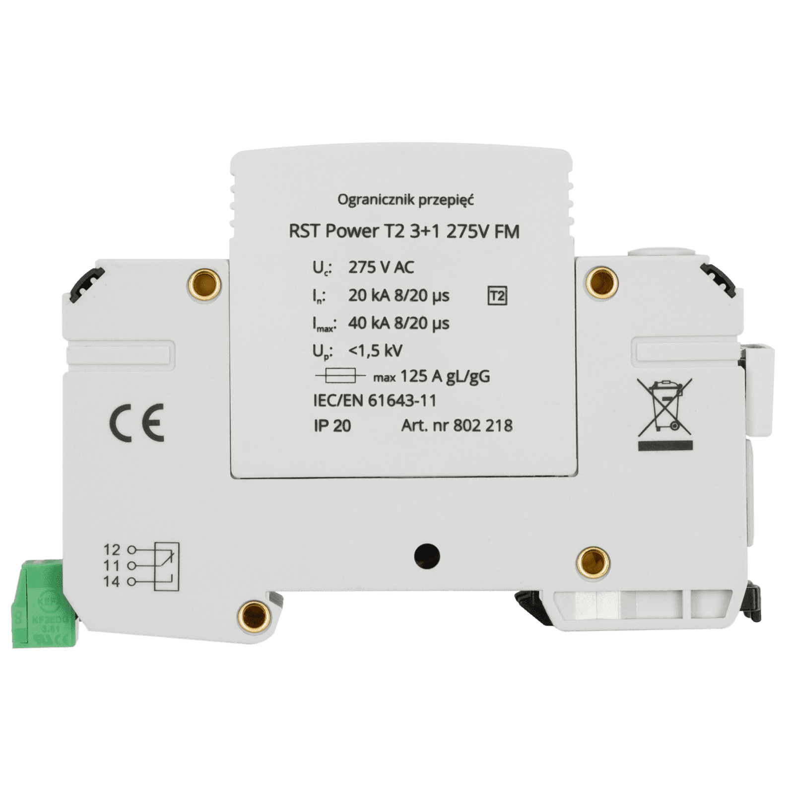 Ogranicznik przepięć RST Power T2 3+1 275V FM | do sieci trójfazowych ...